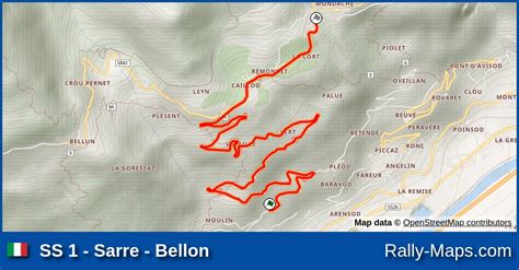 SS 1 Sarre Bellon Stage Map Trofeo Valle D Aosta 1974 Rally