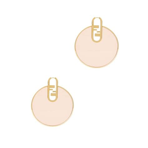 Buy Fendi Olock Pink Plexiglass And Tone Earrings One Size Gold At
