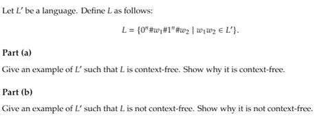 Solved Let L Be A Language Define L As Follows L