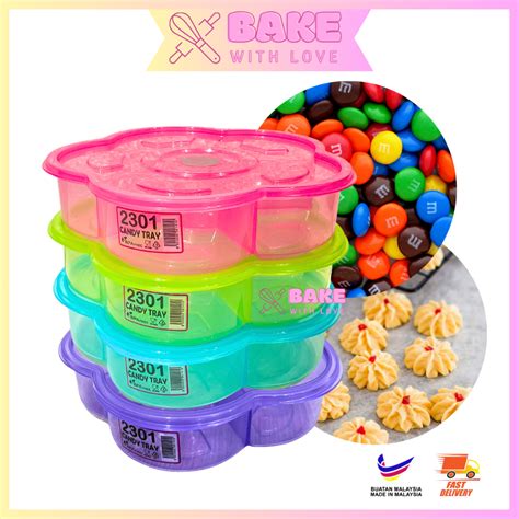 6 Compartments Flower Shape Candy Snacks Tray Bekas Kuih Raya Candy Tray Snack Tray Shopee