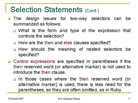 Chapter 8 Statementlevel Control Structures 30 January 2022