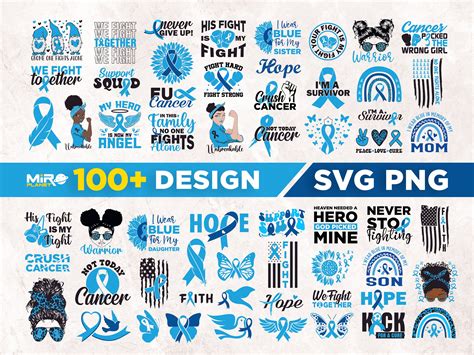 Blue Ribbon Awareness Svg Png Bundle Als Colon Cancer Warrior Etsy