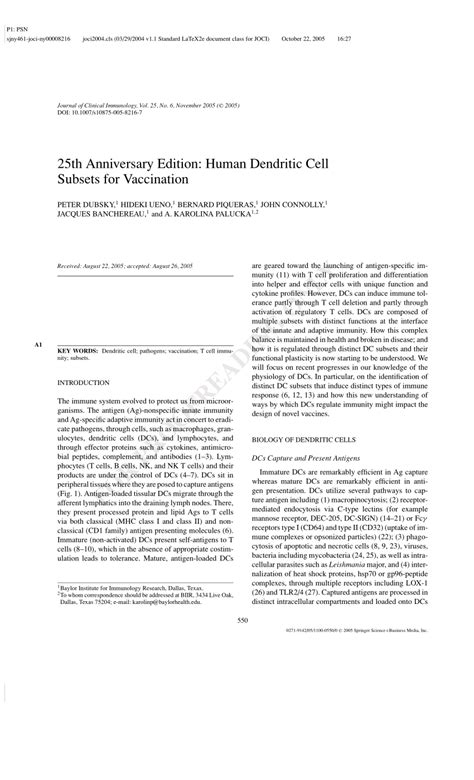 Pdf Human Dendritic Cell Subsets For Vaccination