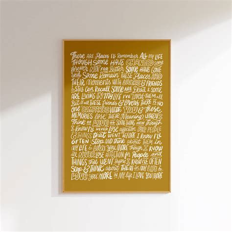 The Beatles Poster In My Life Song Lyrics Print By Lyrical Lettering