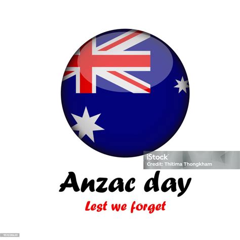 동그라미 호주 국기의 벡터 그림입니다 현충일 기호입니다 않도록 우리는 글자를 잊지 안 작 데가 글자 1에 대한 스톡 벡터 아트 및 기타 이미지 Istock