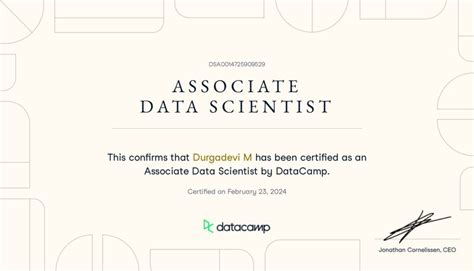 durgadevi m on linkedin datascience python certification datacamp