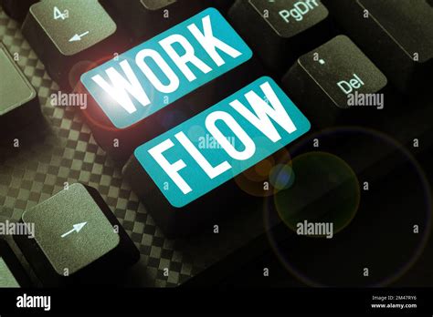 Conceptual Display Work Flow Business Approach Continuity Of A Certain Task To And From An