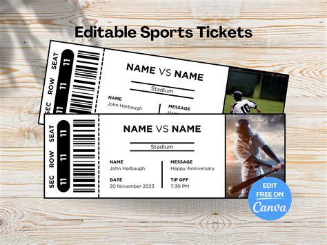 Editable Sports Ticket Canva Template Diy Sporting Ticket Editable
