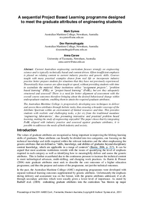 Pdf A Sequential Project Based Learning Programme Designed To Meet