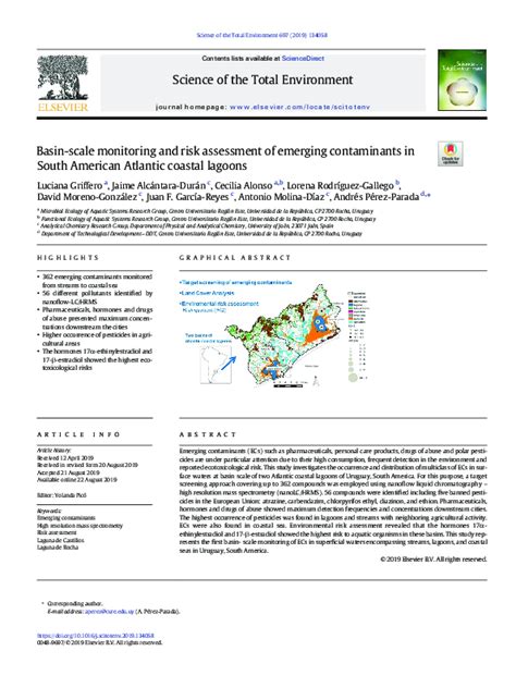 Pdf Basin Scale Monitoring And Risk Assessment Of Emerging Contaminants In South American