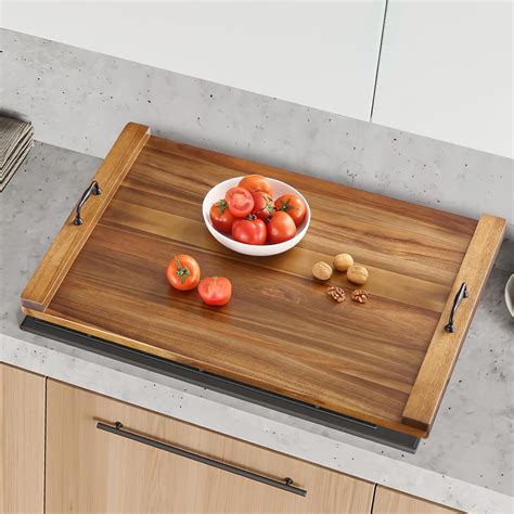Gogrant Stove Cover Wood With Handles 30 X 22 Extra Thick Acacia