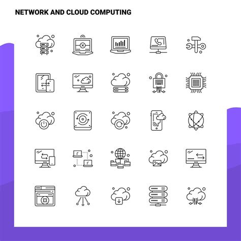 Set Of Network And Cloud Computing Line Icon Set 25 Icons Vector