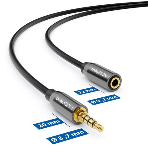 Deleycon Headset Kopfhörer Verlängerung Aux 35mm Klinke Ctia 4 Polig