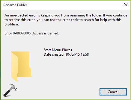 FIX An Unexpected Error Is Keeping You From Renaming The Folder