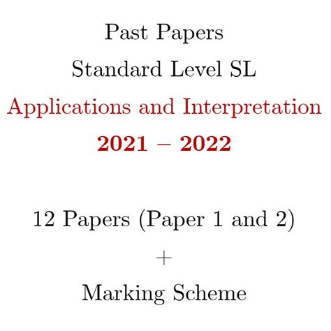 jual past papers ib sl ai applications and interpretation 2021 2022