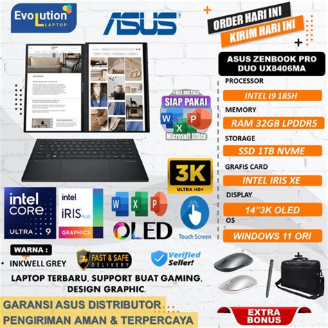 Jual ASUS Zenbook Duo Laptop Dual 14 OLED 3K 120Hz Touch Display Intel Evo Certified Intel