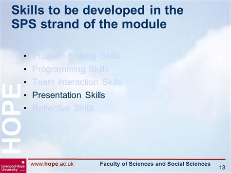 Faculty Of Sciences And Social Sciences Hope Structured Problem Solving