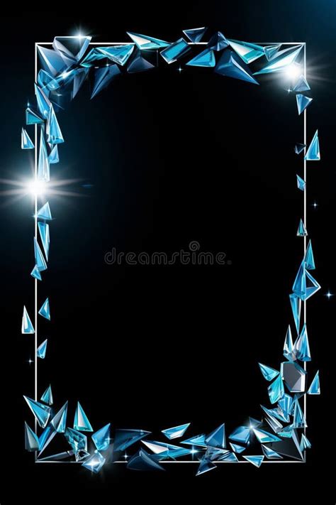 A Broken Glass Frame On A Black Background Stock Illustration