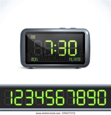 Realistic Digital Alarm Clock Lcd Display Stock Vector Royalty Free 194671712 Shutterstock