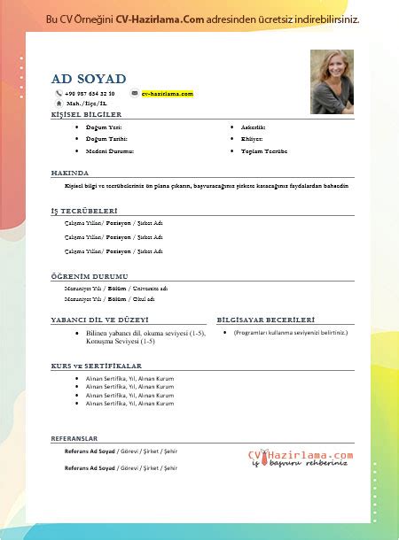 Boş CV Örnekleri Word PDF CV Örneği İndir CV Hazırlama