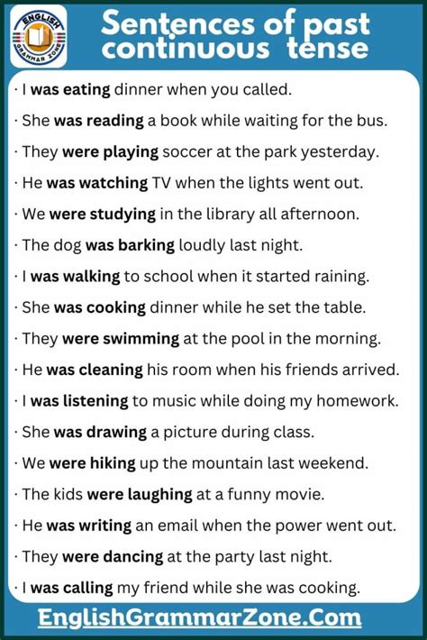 Sentences Of Past Continuous Tense With Example