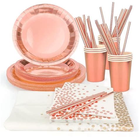 PCS Assiette Jetable Anniire Rose Gold Vaisselle Jetable Vaisselle Jetable Anniire