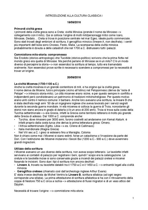 Introduzione Alla Cultura Classica Docsity