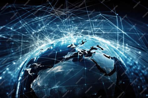 Premium Ai Image World Map With Global Connectivity Lines And Data Points Generative Ai