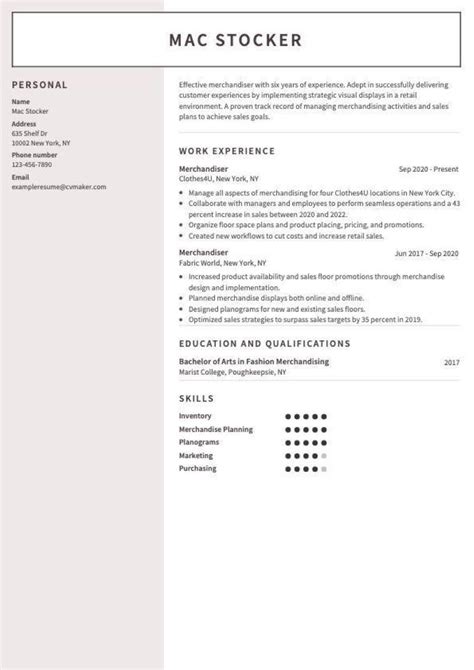 Merchandiser Resume Sample Job Description Writing Guide For 2025