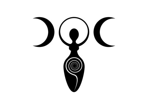 Wiccan Woman Logo Triple Moon Goddess Spiral Of Fertility Pagan Symbols Cycle Of Life Death