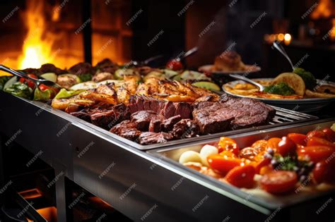 Premium Ai Image Catering Buffet With Food And Drinks In Hotel Or