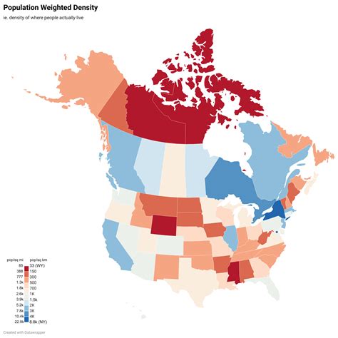 Us Canada Population Density Of Where People Actually Live R Mapporn