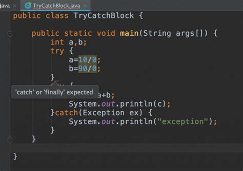 try catch java block exception handling example eyehunts