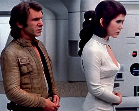 Screenshot Of Han Solo Standing Next To Princess Leia Stable Diffusion