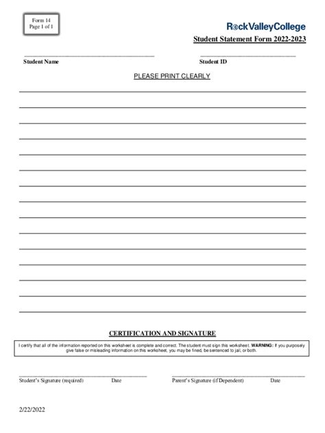 Fillable Online Student Statement Form 2022 2023 Fax Email Print