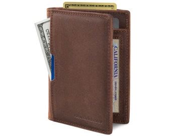 RFID Blocking Bifold Slim Genuine Leather Thin Minimalist Etsy