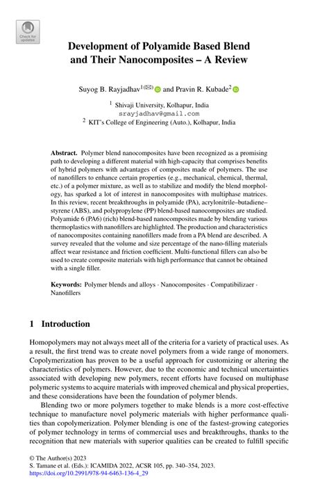 Pdf Development Of Polyamide Based Blend And Their Nanocomposites A Review
