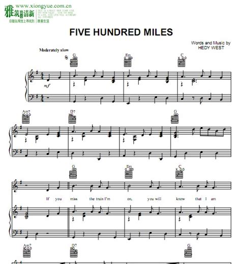 The Seekers Five Hundred Miles钢琴谱