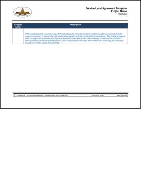 SDLCforms Service Level Agreement Template
