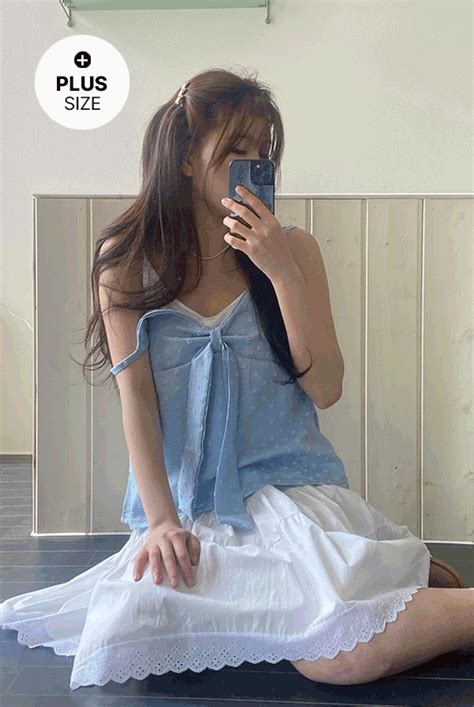 언니살롱 빅사이즈 100 팝콘 리본 뷔스티에2color