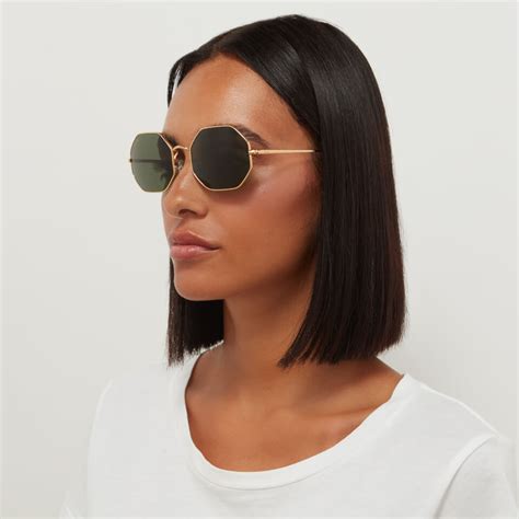 Ray Ban Octagonal Metal Sunglasses Gold