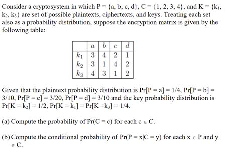 Solved Consider A Cryptosystem In Which P A B C D C