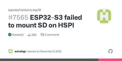 Esp32 S3 Failed To Mount Sd On Hspi · Espressif Arduino Esp32 · Discussion 7565 · Github