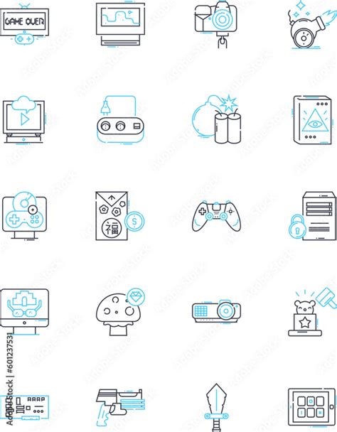 Electronic Gaming Industry Linear Icons Set Gaming Console Pc Mobile Virtual Esports
