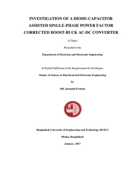 Pdf Investigation Of A Diode Capacitor Assisted Single Phase Power Factor Corrected Boost Buck