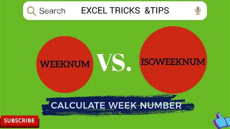 Calculate Week Number Weeknum Vs Isoweeknum Excel Tricks Tips