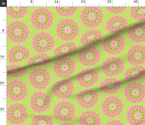 Pink And Green Mandala Fabric Spoonflower