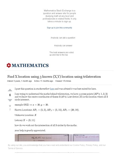Coordinate Systems Find X Location Using 3 Known X Y Location