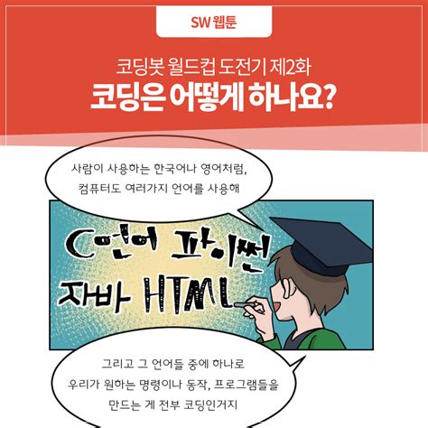 소프트웨어중심사회 Sw웹툰 코딩봇 월드컵 도전기 제2화 코딩은 어떻게 하는지 궁금하신 분