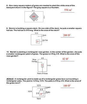 Area Of Irregular Figures Word Problems Worksheet Composite Compound